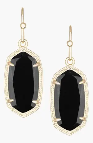 Kendra Scott Dani Stone Drop Earrings Black/ Gold