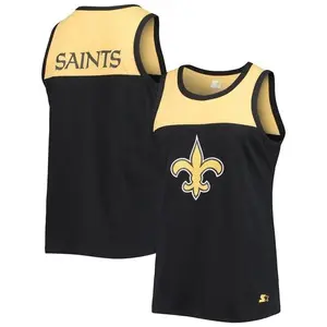 STARTER Gold New Orleans Saints Team Touchdown Fashion Tank Top - Black
