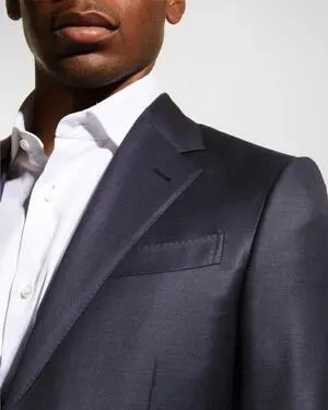 Zegna Apos;s Wool Tic-weave Suit - Navy