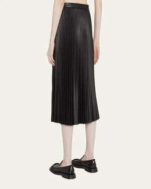 Proenza Schouler White Label Pleated Vegan Leather Skirt - Black