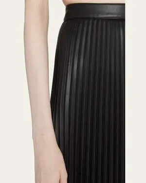 Proenza Schouler White Label Pleated Vegan Leather Skirt - Black