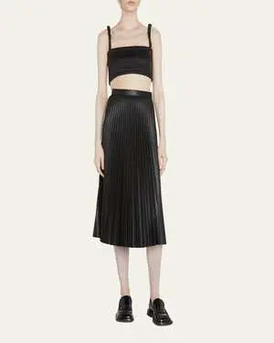 Proenza Schouler White Label Pleated Vegan Leather Skirt - Black