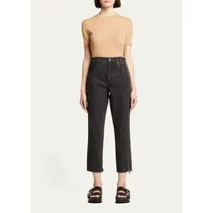 3.1 Phillip Lim Straight-leg Cropped Jeans With Side Zipper Detail - Black