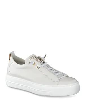 Paul Green Faye Platform Sneakers - Ivory Gold Leather