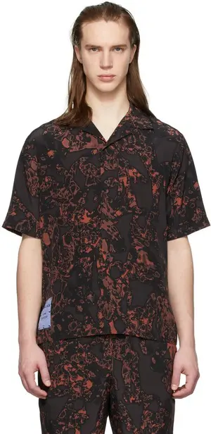 Alexander McQueen MCQ Black & Red Allover Print Shirt - 1003 Obsidian