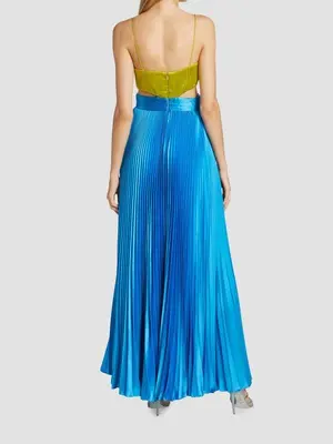 AMUR Elodie Pleated Cut-out Gown - Citrine Green Aquarius