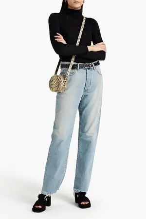 3x1 Sabina Distressed Midrise Straight Leg Jeans - Light Denim