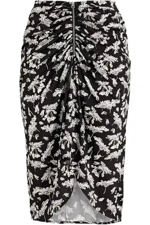 Rag & Bone Sabine Ruched Floralprint Stretchjersey Skirt - Black