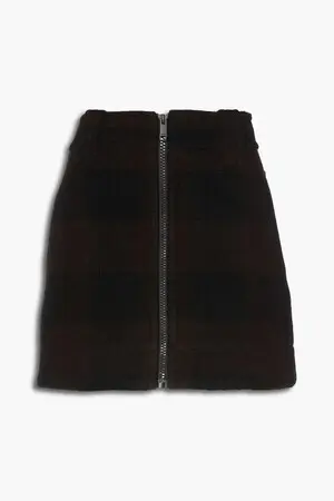 GANNI Checked Woolblend Mini Skirt