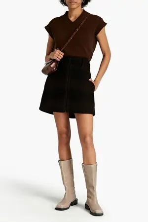 GANNI Checked Woolblend Mini Skirt