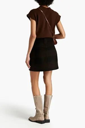 GANNI Checked Woolblend Mini Skirt