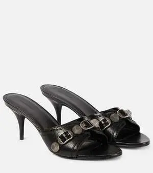 Balenciaga Balenciaga Cagole Leather Mules - Black