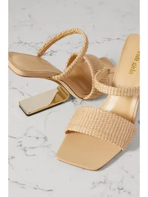 Cult Gaia Rene Raffia Mules - Neutrals