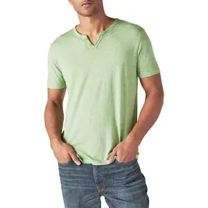 Lucky Brand LUCKY BRAND Venice Button Neck T-Shirt Calliste Green