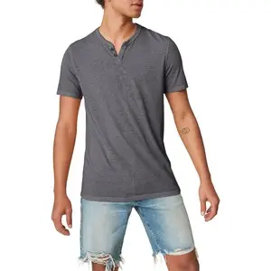 Lucky Brand Venice Button Neck T-shirt - Jet Black