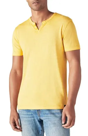 Lucky Brand LUCKY BRAND Venice Button Neck T-Shirt Mineral Yellow