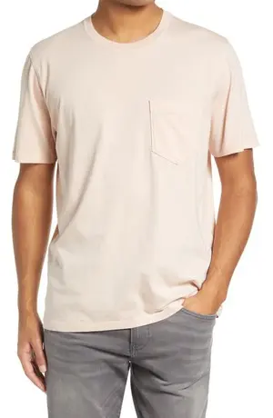 Billy Reid Washed Organic Cotton Pocket T-shirt Blush