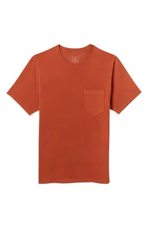 Billy Reid Washed Organic Cotton Pocket T-shirt Burnt Orange