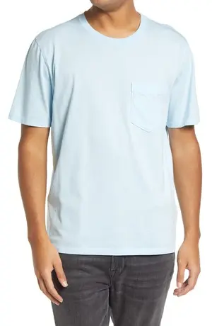 Billy Reid Washed Organic Cotton Pocket T-shirt Sky Blue