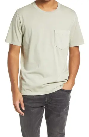 Billy Reid Washed Organic Cotton Pocket T-shirt Stone Grey
