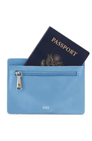 Hobo Euro Slide Leather Card Case - Faded Denim