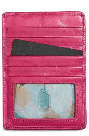 Hobo Euro Slide Leather Credit Card Case Fuchsia