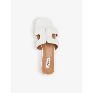 DUNE Loupe Cut-out Leather Sandals - White-leather