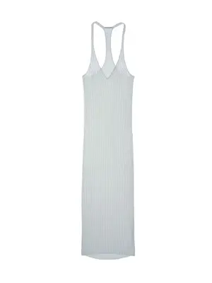 Helmut Lang Women's Linea Rib-Knit Midi-Dress - Rose  - White