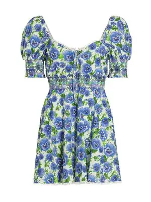 Alice + Olivia Women's Crawford Floral Eyelet Minidress - Perfect Pansy Multi  - Perfect Pansy Multi