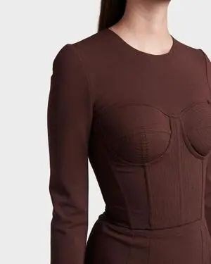 Dolce & Gabbana Long-sleeve Corset Bustier Top - Darkbrown