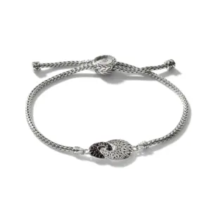 John Hardy Carved Chain Slider Bracelet Pav - Silver