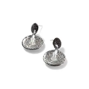 John Hardy Carved Chain Drop Earrings Pav - Silver