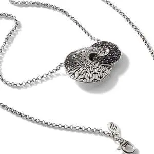 John Hardy Carved Chain Pendant Necklace Pav