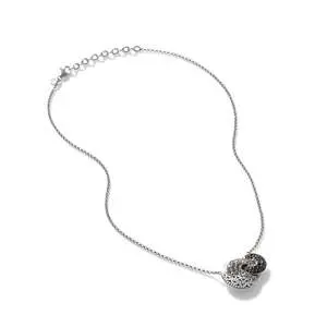 John Hardy Carved Chain Pendant Necklace Pav