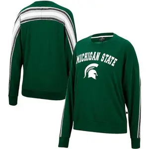 COLOSSEUM Heathered Michigan State Spartans Team Oversized Pullover Sweatshirt - Green