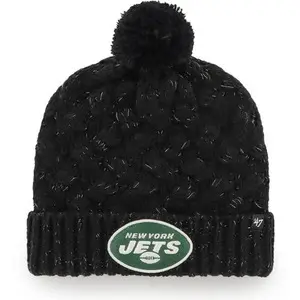 '47 New York Jets Fiona Logo Cuffed Knit Hat With Pom - Black