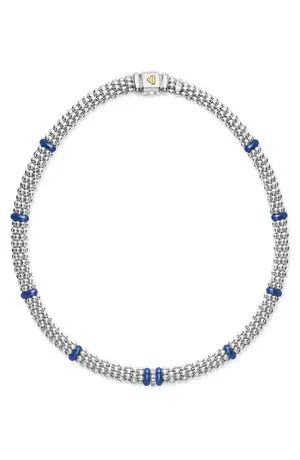 Lagos Blue Caviar Diamond Station Necklace