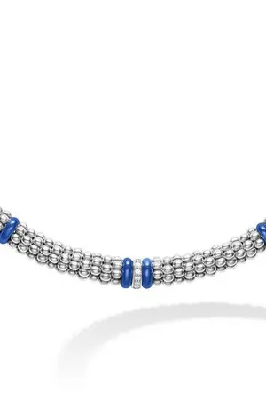 Lagos Blue Caviar Diamond Station Necklace