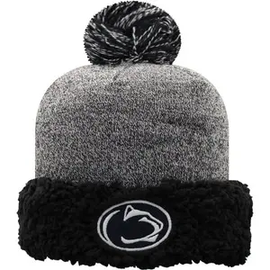Top Of The World Penn State Nittany Lions Snug Cuffed Knit Hat With Pom - Black