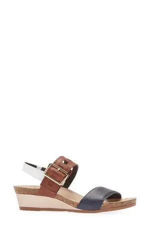 Naot Dynasty Wedge Sandal - Ink/soft Chestnut/white