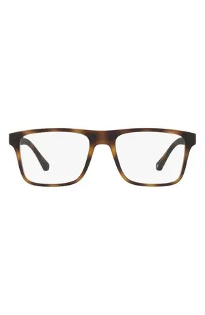 Emporio Armani Emporio Armani Rectangular Eyeglasses Matte Havana