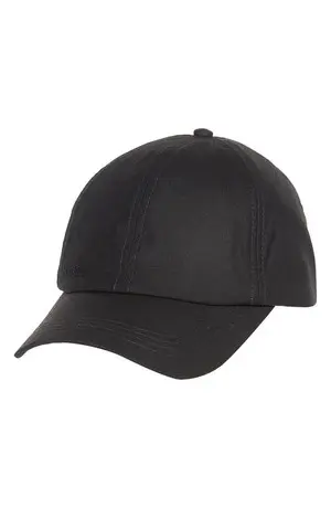 Barbour Waxed Cotton Baseball Cap Black/ Winter Red