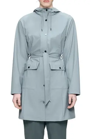 Rains Curve Waterproof Belted Jacket - Pool