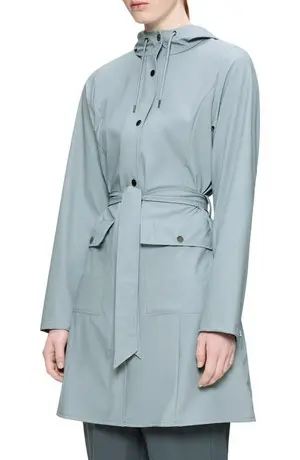 Rains Curve Waterproof Belted Jacket - Pool