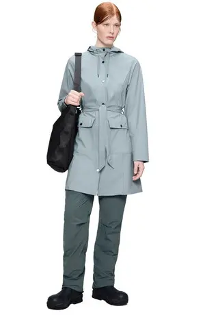 Rains Curve Waterproof Belted Jacket - Pool
