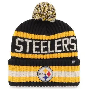'47 Pittsburgh Steelers Bering Cuffed Knit Hat With Pom - Black
