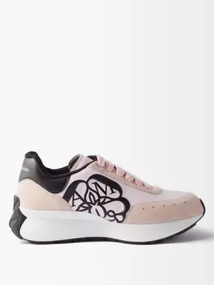 Alexander McQueen Alexander Mcqueen - Sprint Runner Logo-embossed Leather Trainers - Womens - Pink - Pink