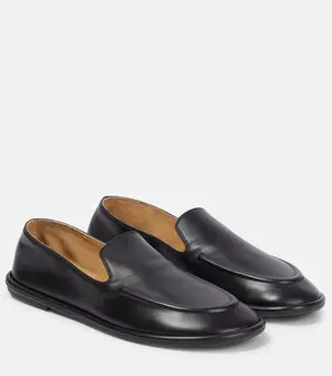 THE ROW Canal Leather Loafers - Black