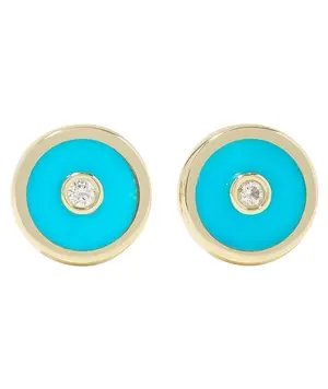 Retrouvai Compass Mini 14-karat Turquoise And Diamond Earrings