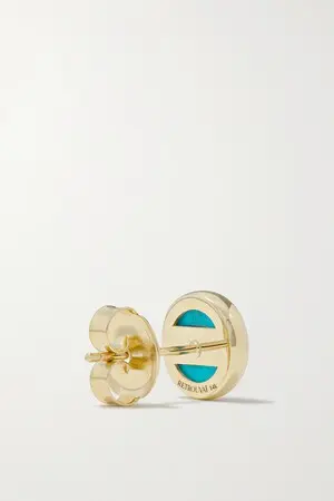 Retrouvai Compass Mini 14-karat Turquoise And Diamond Earrings